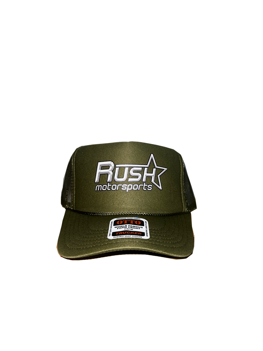 Olive Green Trucker Hat – Rush Motorsports