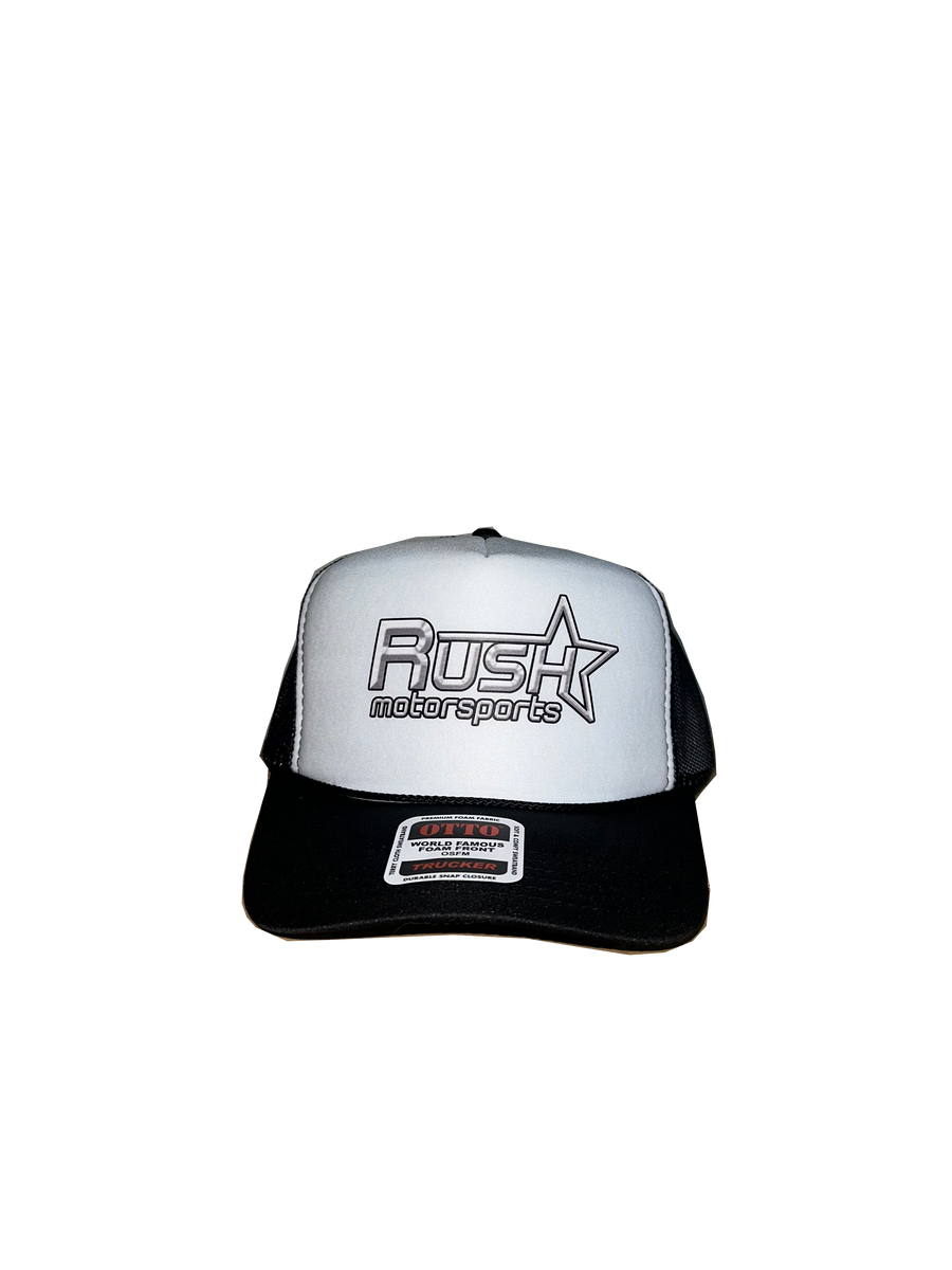 White/Black Trucker Hat – Rush Motorsports